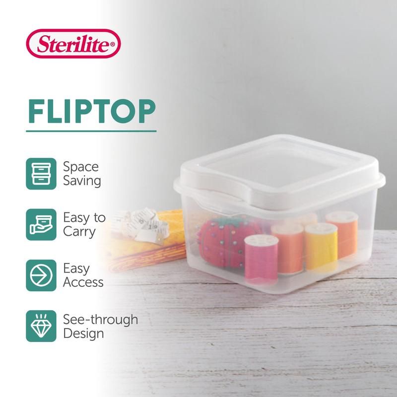 Sterilite Plastic FlipTop Hinged Storage Box Container w/ Latching Lid ...