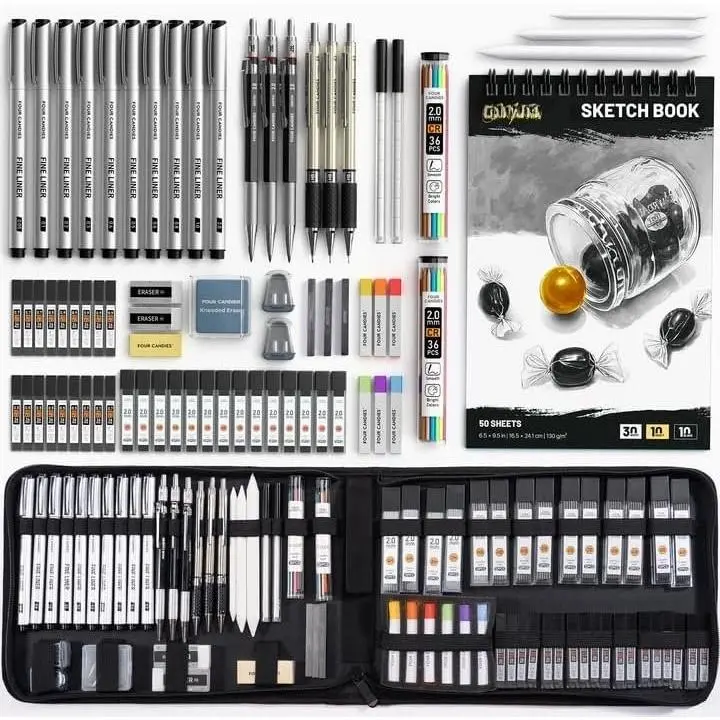 73 count Art Supplies Drawing Kit with Fineliner Pens, Mechanical ...