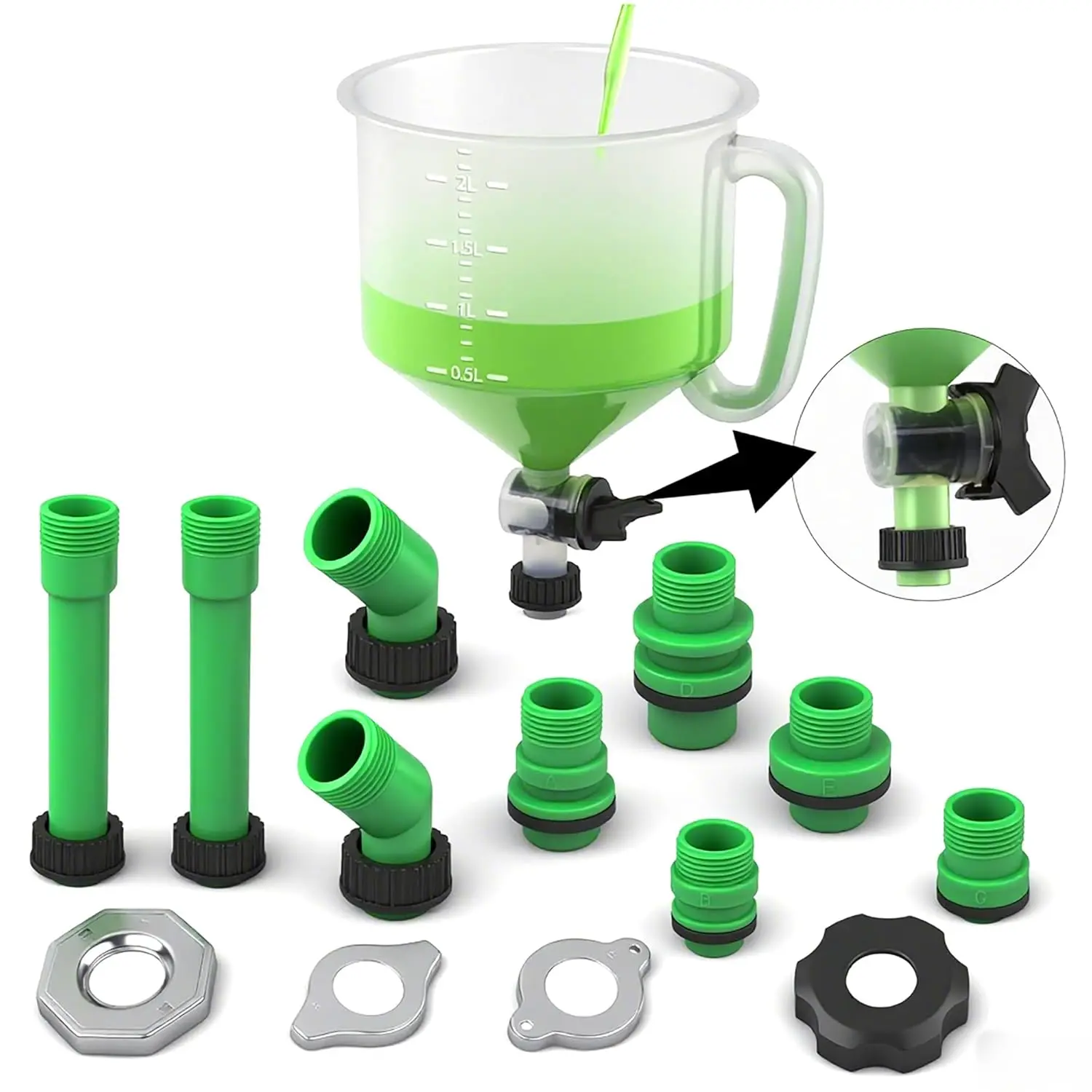 No-Spill Coolant Funnel Kit,Spill Proof Funnel Bleeder with Adapters ...