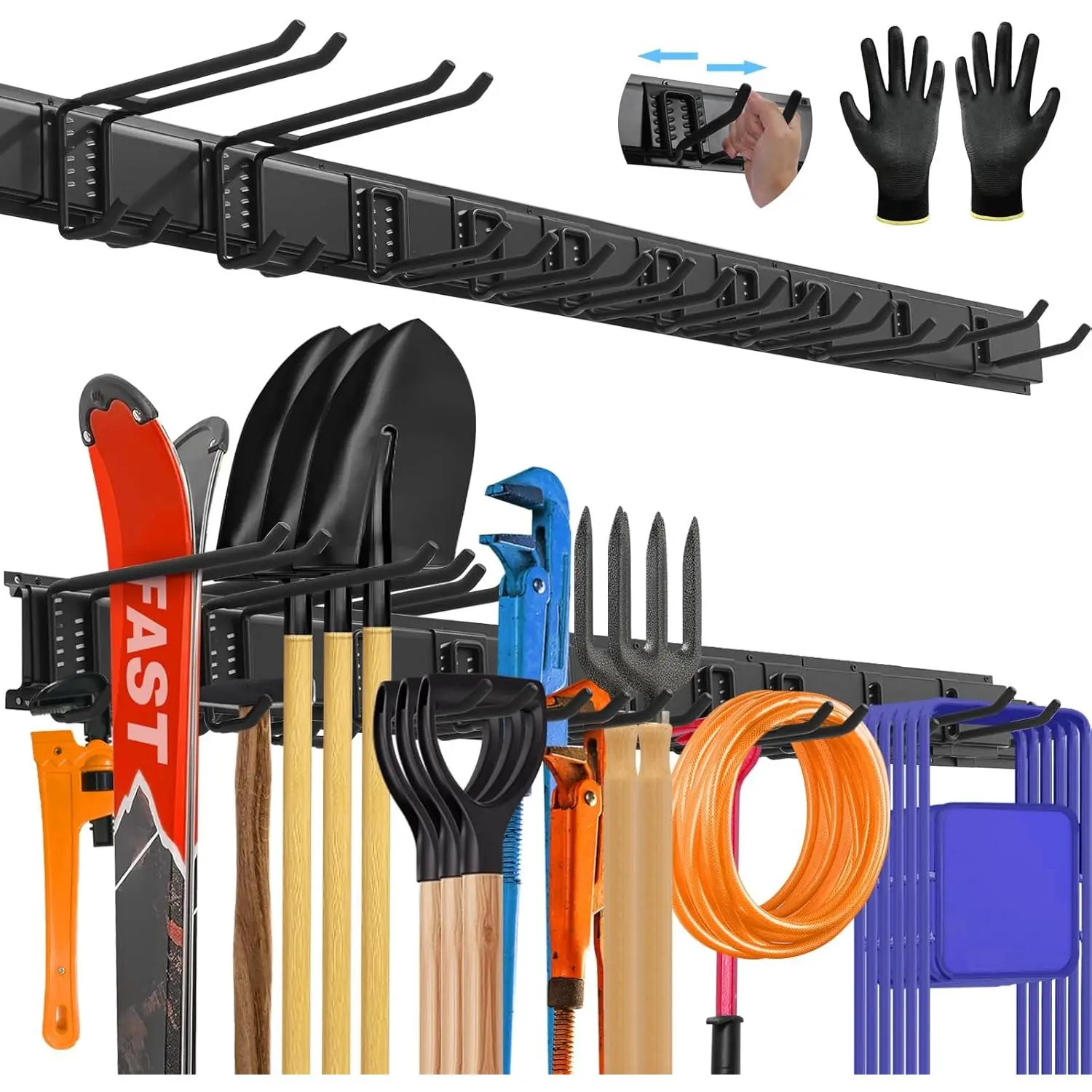 64'' -Metal Garage Tool Organizer Wall Mount - Heavy-Duty Tool Rack ...