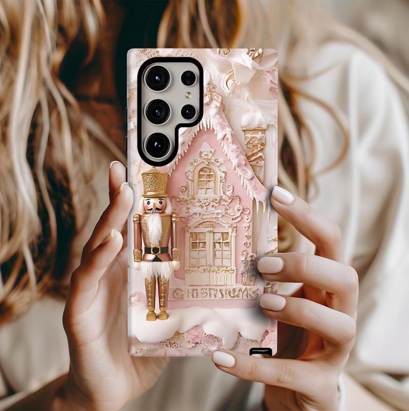 Gingerbread Nutcracker Christmas Phone Case: Pink Holiday, Holiday ...