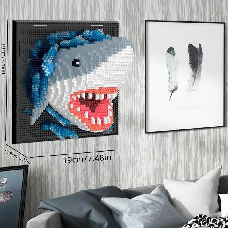 2166pcs 3D Shark Animal Mini Building Kit, Unique Wall Art Decor for ...