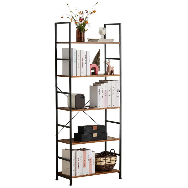 【Deal】Sweet Furniture 5 Tier Bookshelf: Modern Industrial Corner ...