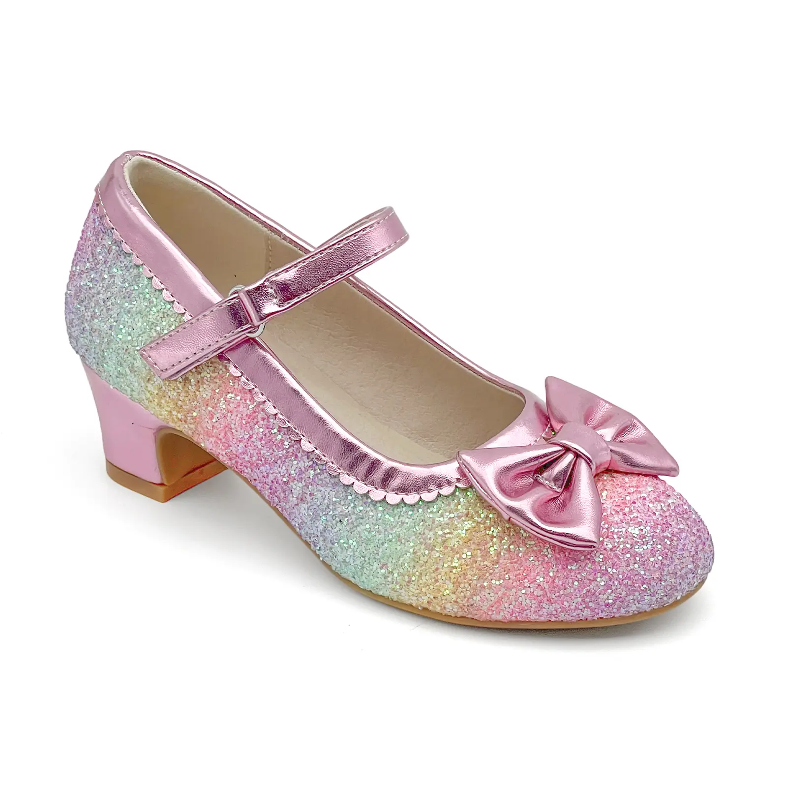 Girls Princess Dress Shoes Glitter Bow Tie Mary Janes with Rhinestone ...