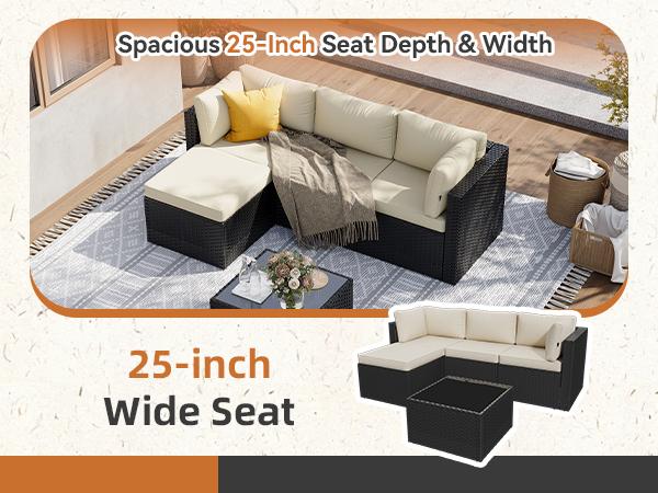 Aoxun 5-Piece Outdoor Wicker Patio Furniture Set, Modular Sectional ...