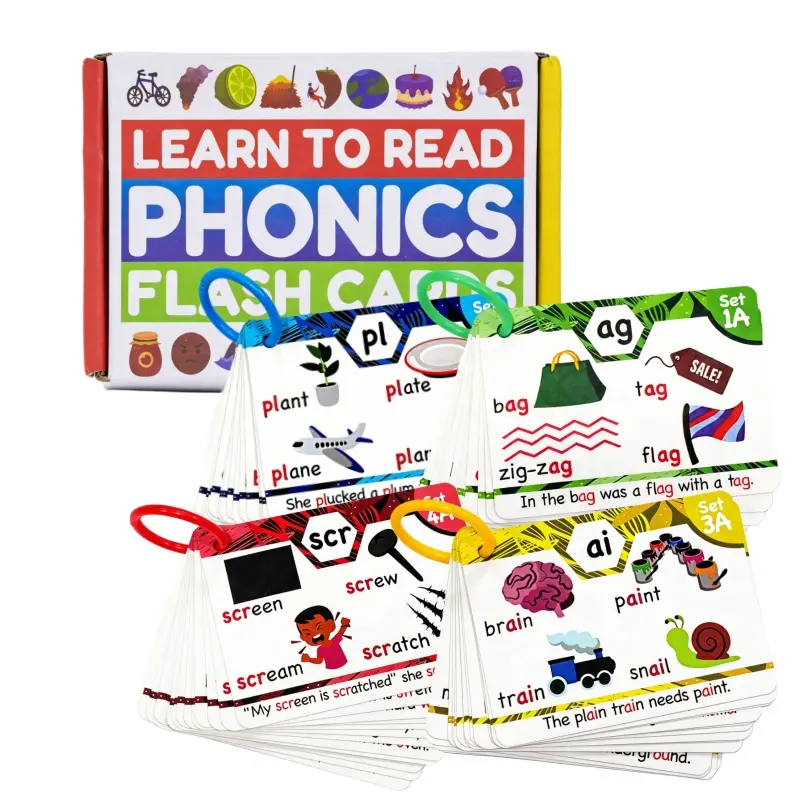 Phonics Flash Cards - 20 Stages Color-coded Levels for Kids ...