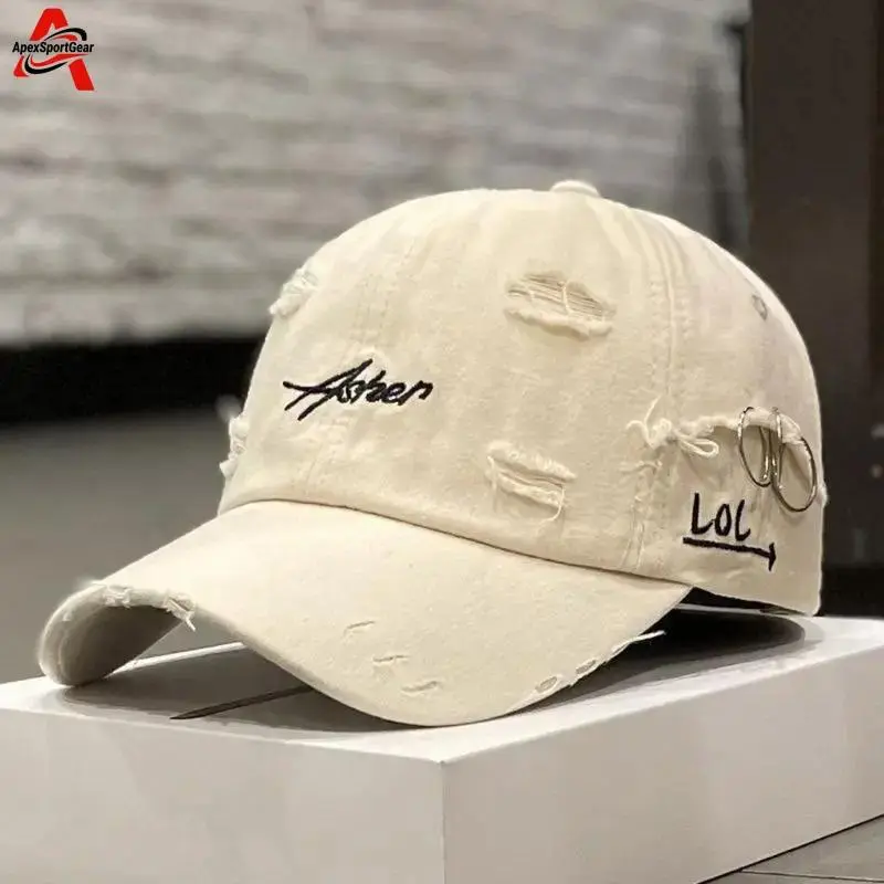 Retro Torn Dad Hat - Faded Worn With Letter Embroidery, Unisex Sun Hat ...
