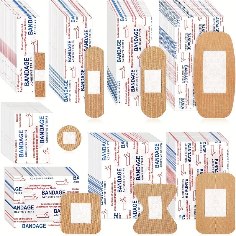 100/200pcs Flexible Fabric Adhesive Bandages Bulk Assorted Bandages ...