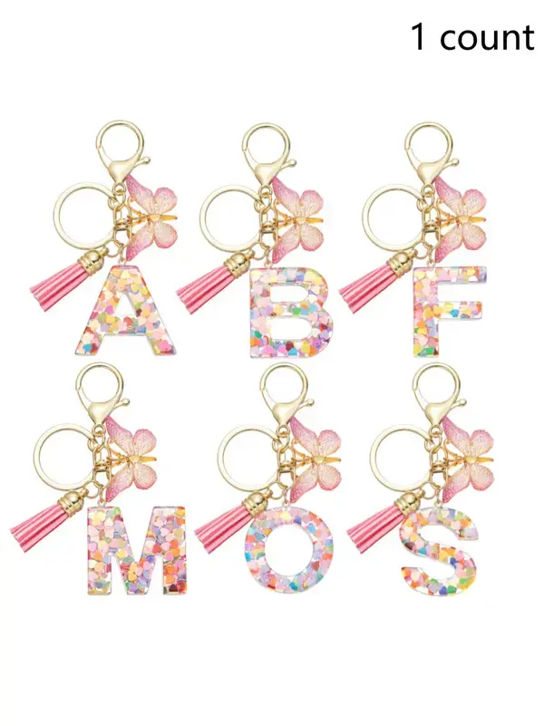 September Cute Letter & Butterfly Design Keychain for Women & Girls, 1 ...