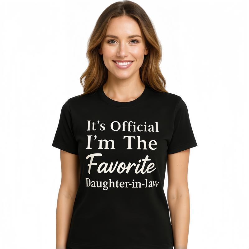 Women's "My Favorite Daughter-in-Law" Letter Pattern Crew Neck Short ...