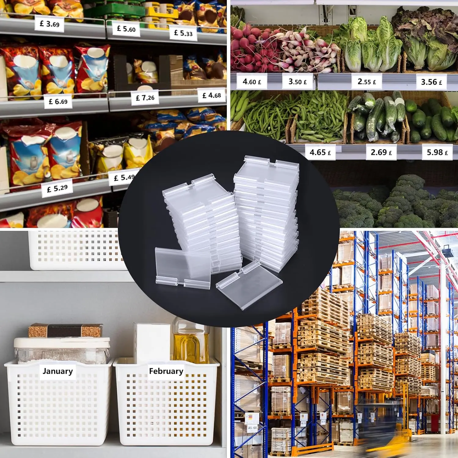 50 PCS Clear Plastic Label Holders for Wire Shelf Retail Price Label ...