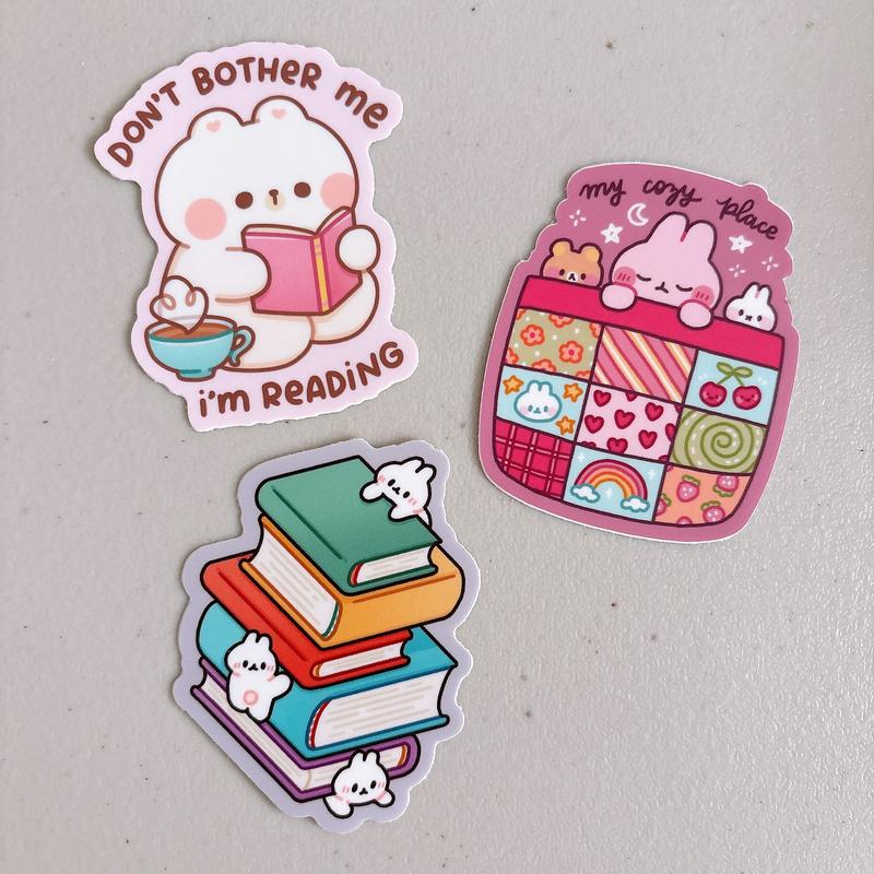 StickyRiceCo Cozy Bookish Heavy Duty Waterproof Vinyl Diecut Stickers ...