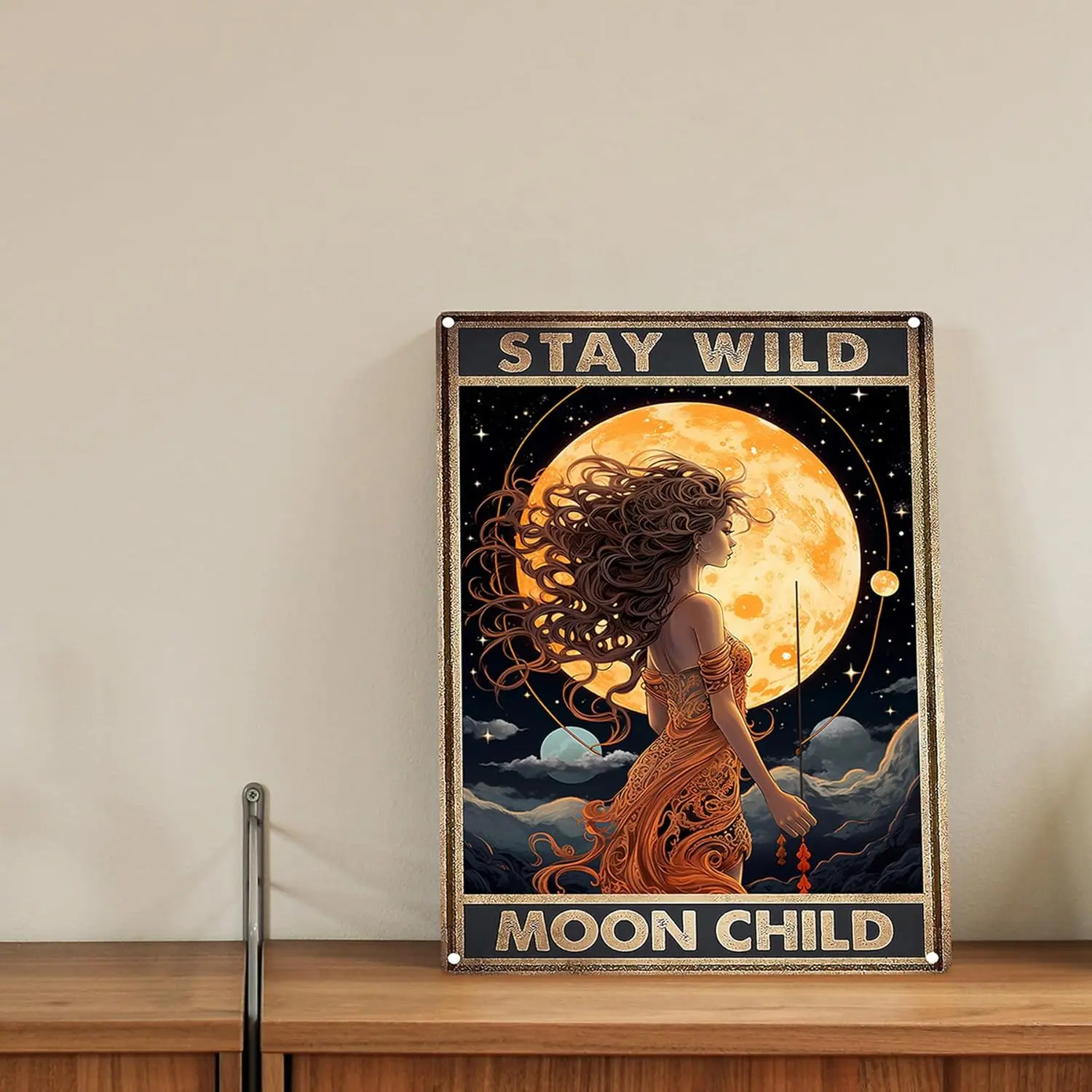Tin Sign Stay Wild Moon Child Metal Signs Vintage Art Plaque for Home ...