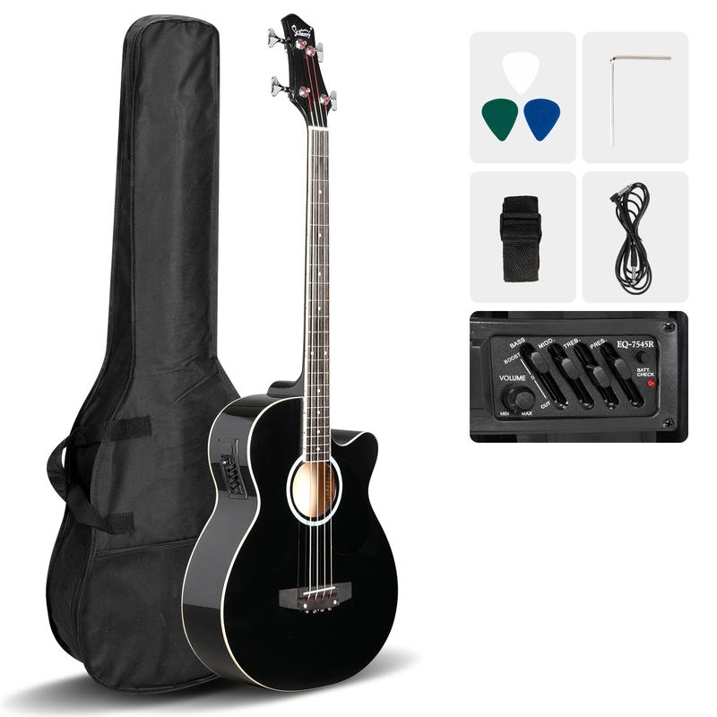 Glarry GMB101 4-String Acoustic Electric Bass Guitar for Live ...