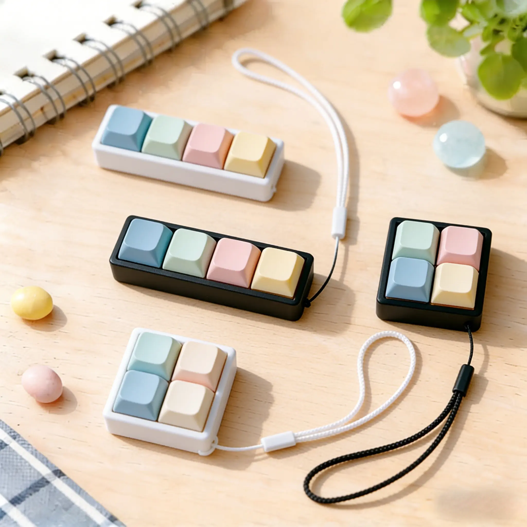 Trending Creamy Colorful Mini 4 Key Keyboard Fidget Toy – 4 Button ...