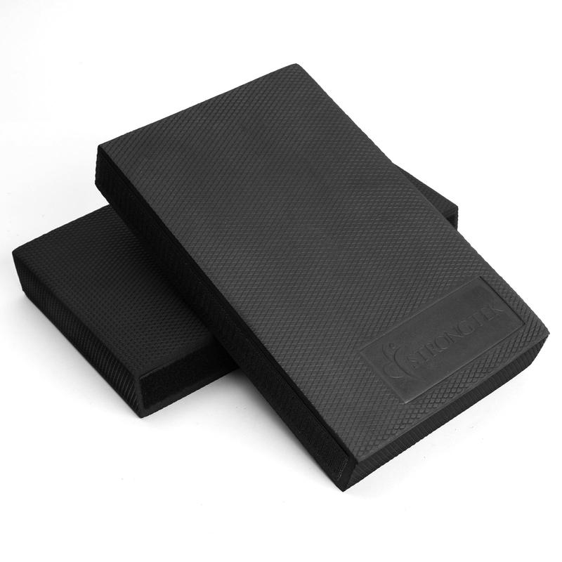 Strongtek 2-in-1 Balance Foam Pad - Black Double Pads for Yoga Fitness ...