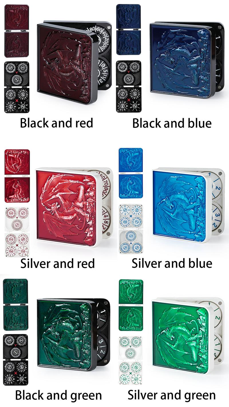 DND Metal Dice Set with 7-Wheel Design Portable Foldable Box 3D Dragon ...