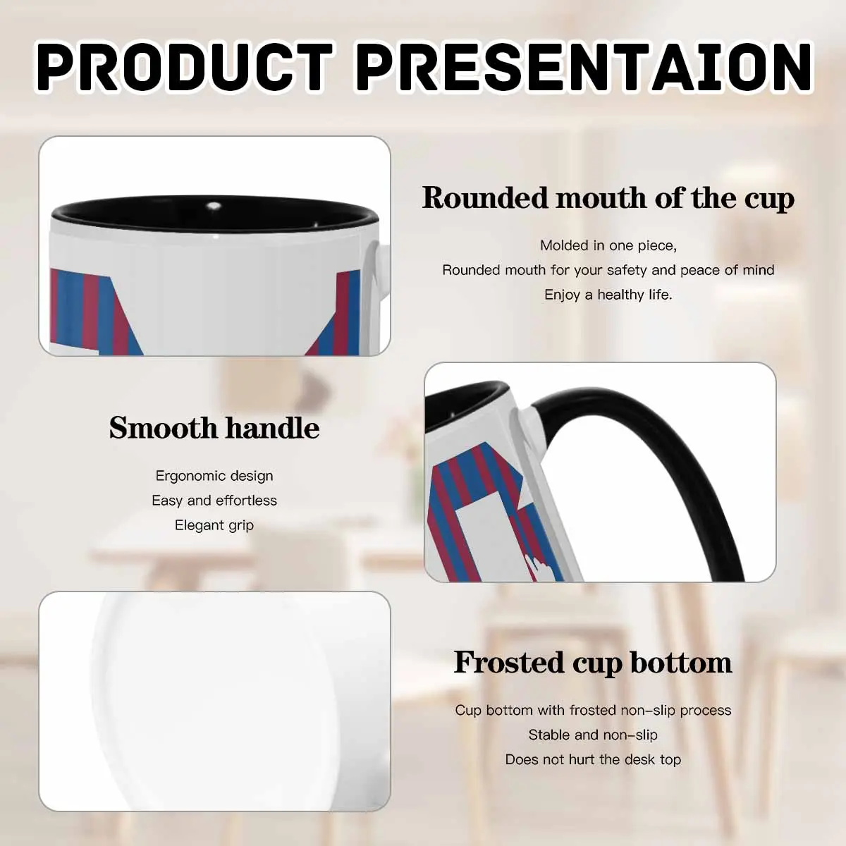Number Ten Striped Art Mug (11oz/15oz) Red Blue Minimalist Silhouette ...