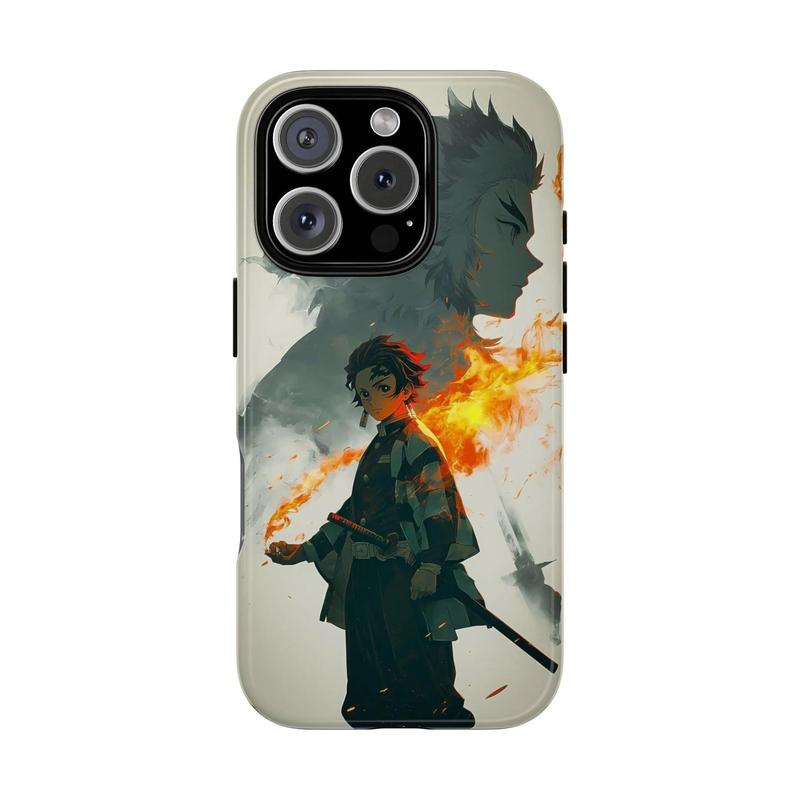 Anime Phone Case, Rengoku Shadow Behind Tanjiro Protective Cover Tough ...