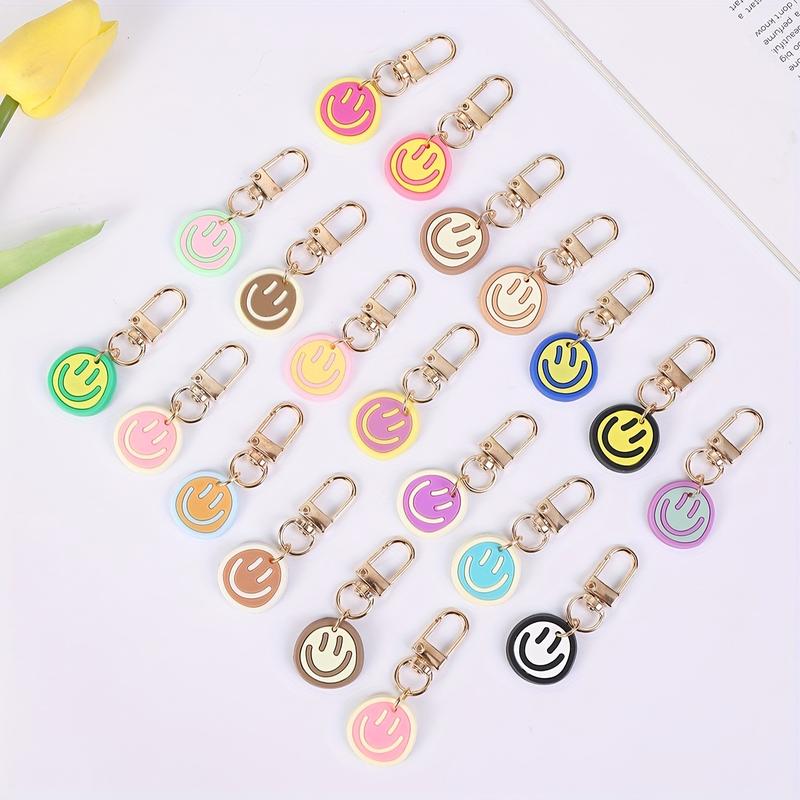 20 PVC Cartoon Smiley Face Keychains Key Rings Bag Charms Decorative ...