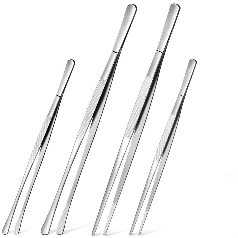 Stainless Steel Tongs, 4 Counts Mixed Size Long Handle Kitchen Utensils ...