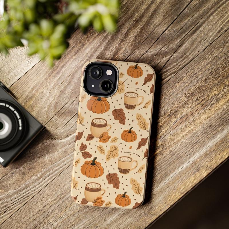 Autumn Pumpkin Coffee Phone Case, Cozy Fall Aesthetic iPhone Cover with ...