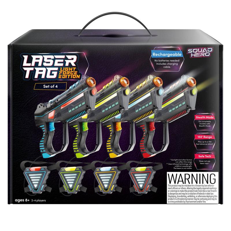 Ultimate Rechargeable Laser Tag Set 4 Blasters & Vests Sensors - Long ...