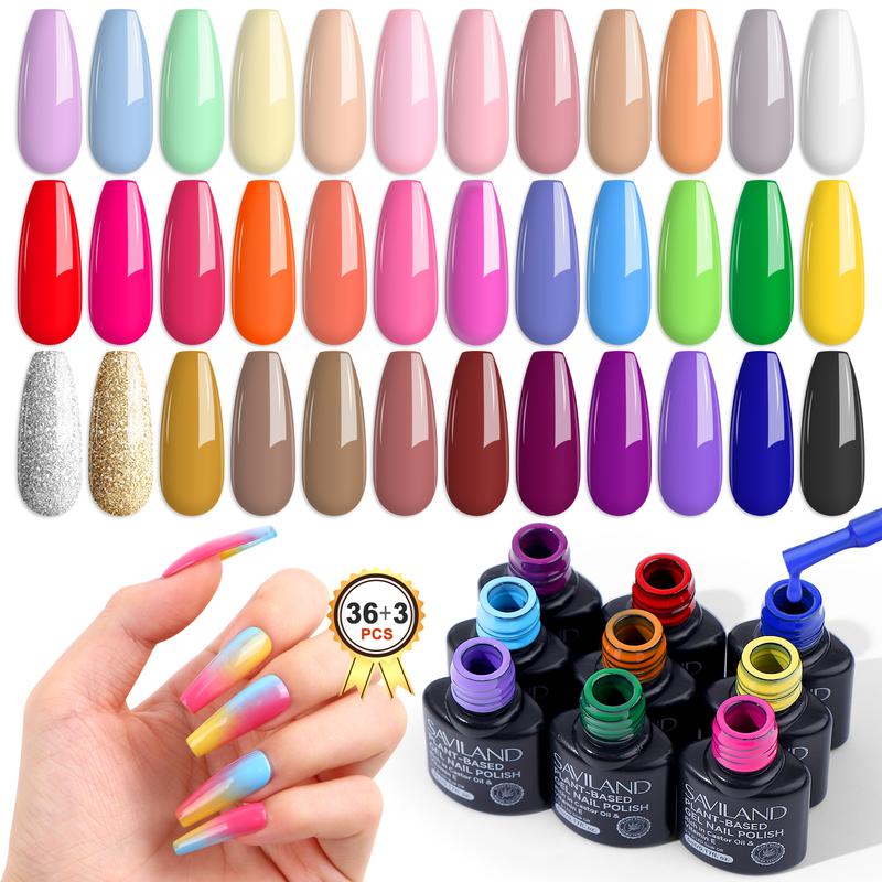 SAVILAND 36-Color Gel Nail Polish Set: 39 PCS All Season Gel X Nail ...