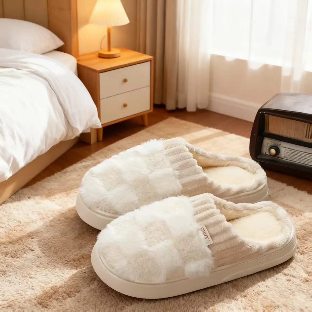 Cotton slippers for women, anti slip cashmere for warmth, monthly ...