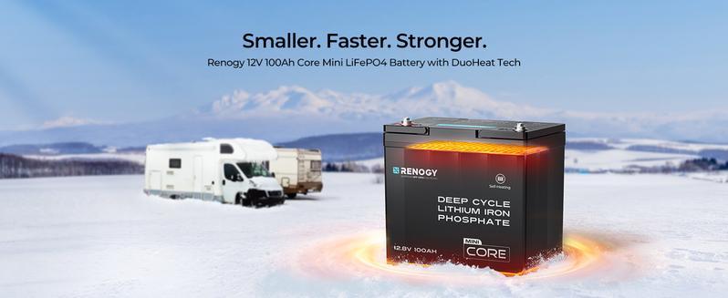 Renogy Core Mini 12V 100Ah LiFePO4 Battery | DuoHeat Technology, Self ...
