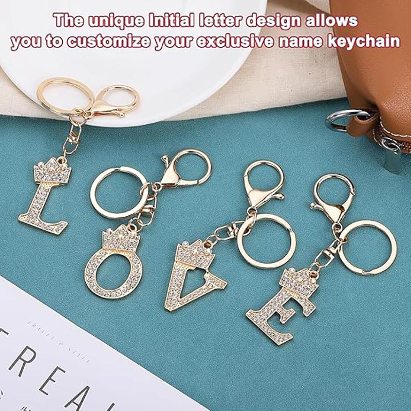 Queen (Three-Piece Set) Alphabet Ladies Diamond Sparkling Keychain ...