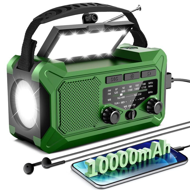 10000mAh Emergency Hand Crank Radio with LED Flashlight, AM/FM NOAA ...