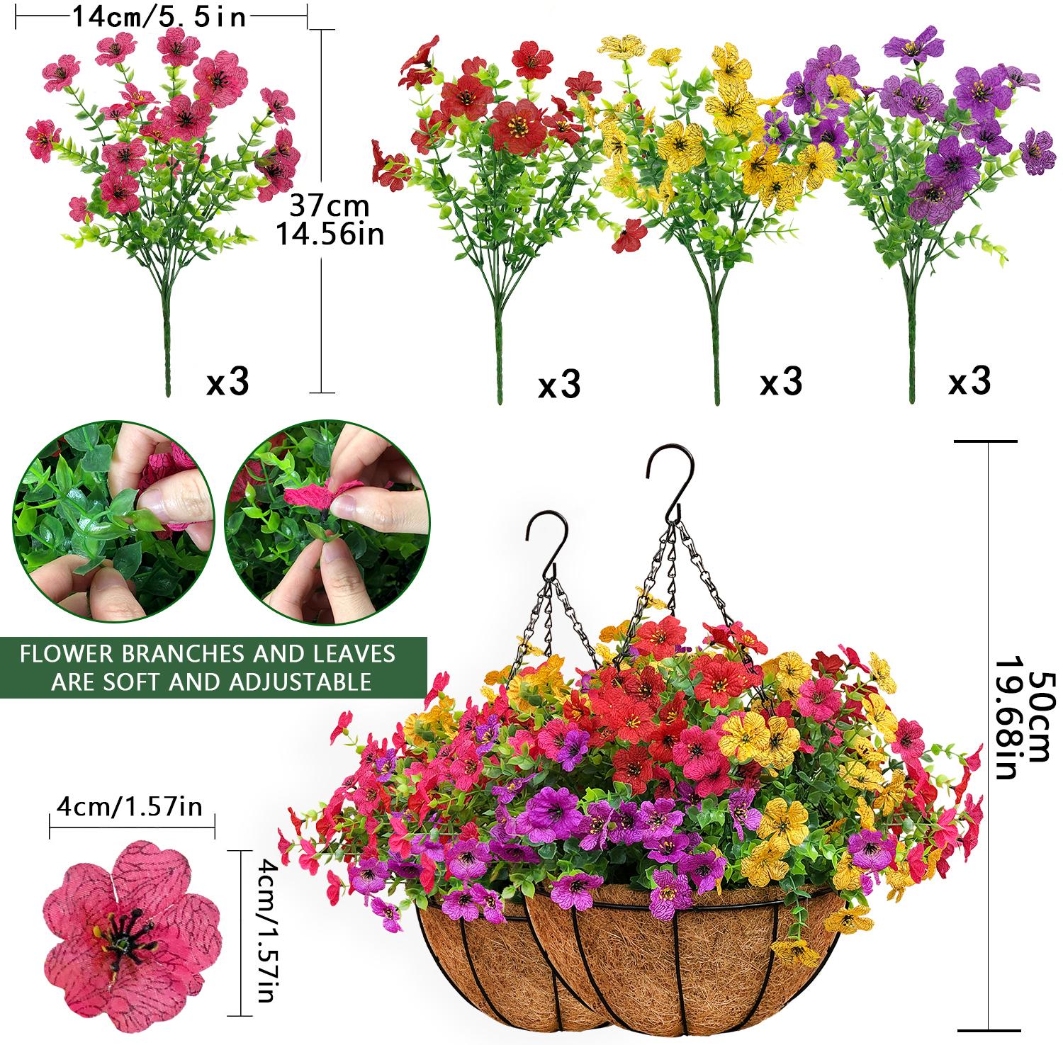 2 Pcs Artificial Hanging Flower Baskets with 24 Realistic Daisies ...