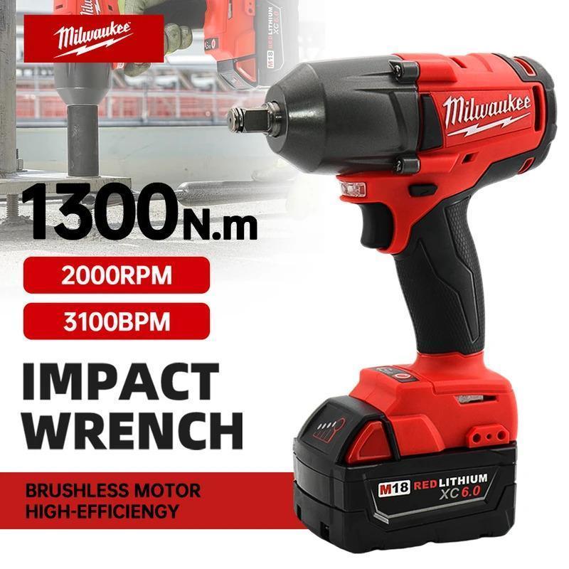 Milwaukee 18V Battery 1300NM Large Torque Cordless Wrench Brushless ...
