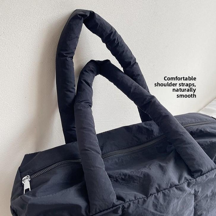 Maxoner Women's Quilted Padded Puffer Tote - Minimalist Plain Oxford ...