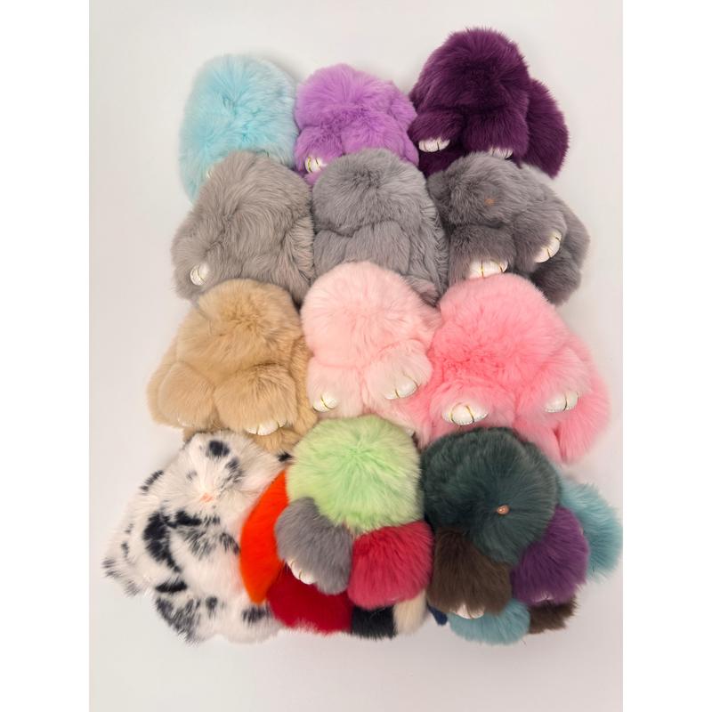 Fuzzy Wuzzy Bunny Keychain - Assorted Colors with Soft Plush Design ...