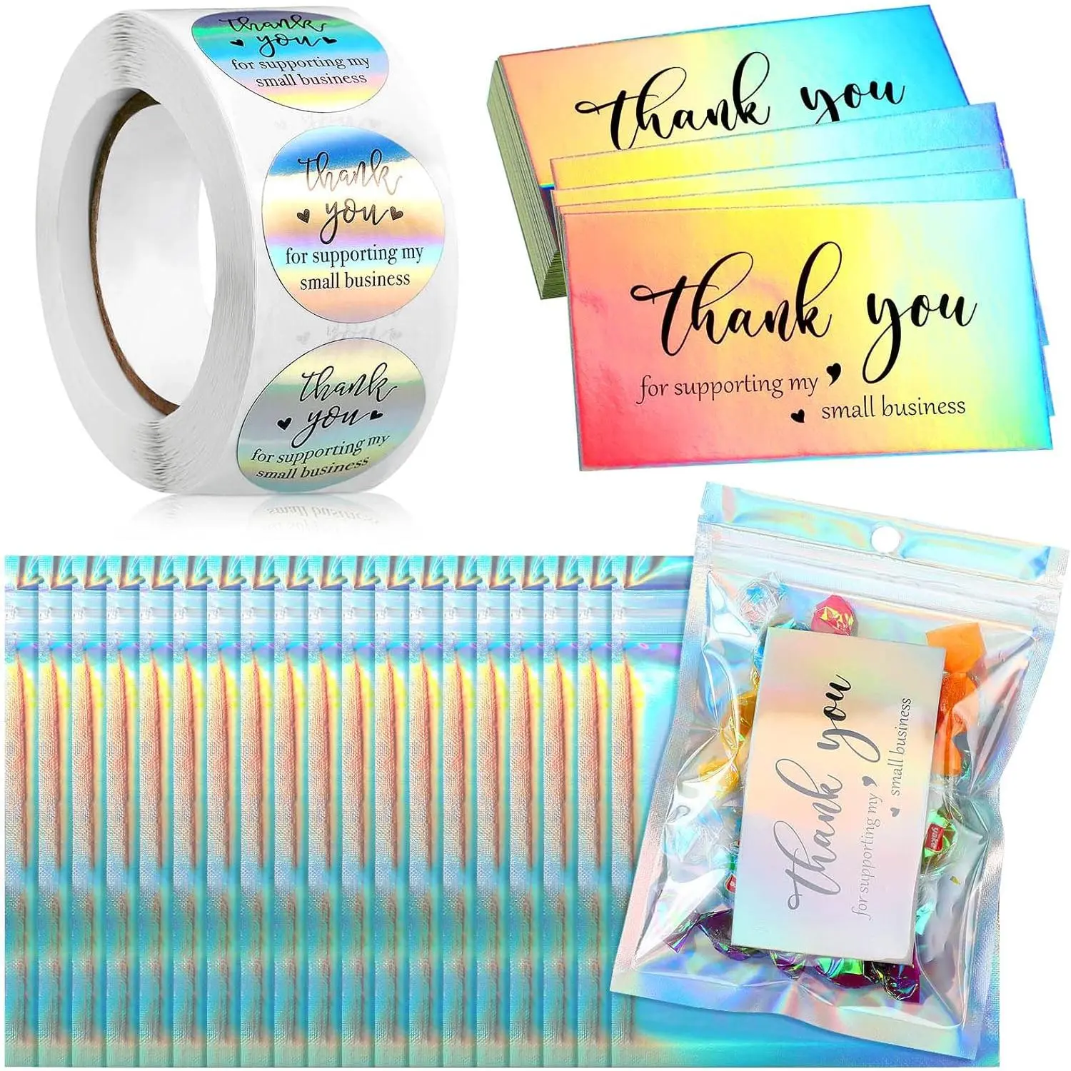 620 Pieces Thank Cards and Stickers Set Thank Gold Foil Stickers Thank ...