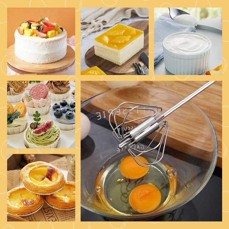 Stainless steel semi-automatic egg beater, manual frother and stirring ...