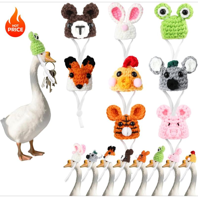 8 Pcs Desk Goose Outfits 7 Inches,Desktop Goose Mini Knitting Hats ...