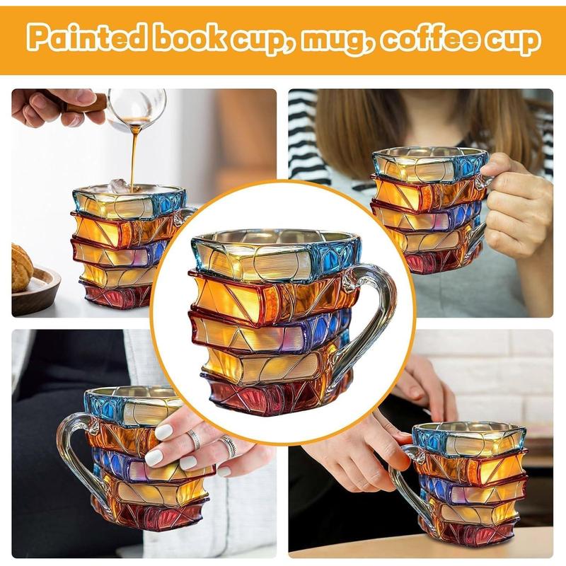 Colorful Book Cup Novelty Coffee Mug 11 Ounces Unique Design for Book ...