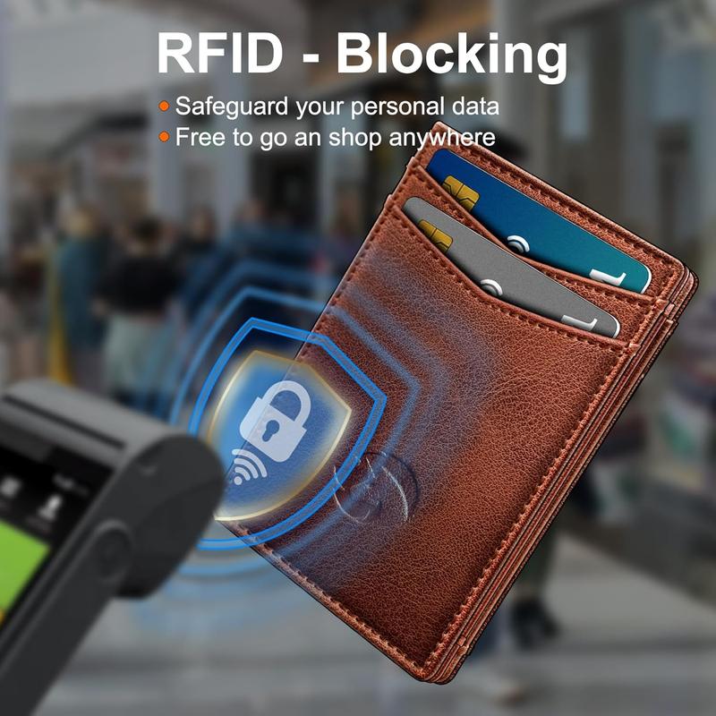 Magnetic Closure Slim Wallet with Money Clip Gift Boxed,Genuine Leather ...