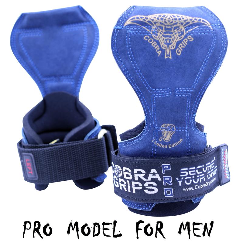 Cobra Grips PRO BLUE LEATHER Weight Lifting Straps Hooks Alternative ...