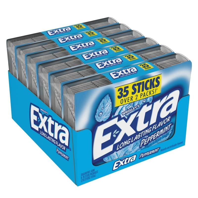 Extra Peppermint Sugar Free Chewing Gum Bulk Pack, 35 Sticks (6 Pack ...