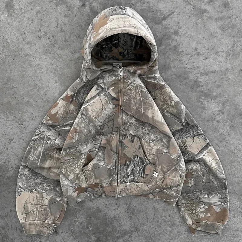 Men Camouflage Pattern zipper Sweatshirt High Street Hip Hop Streetwear ...