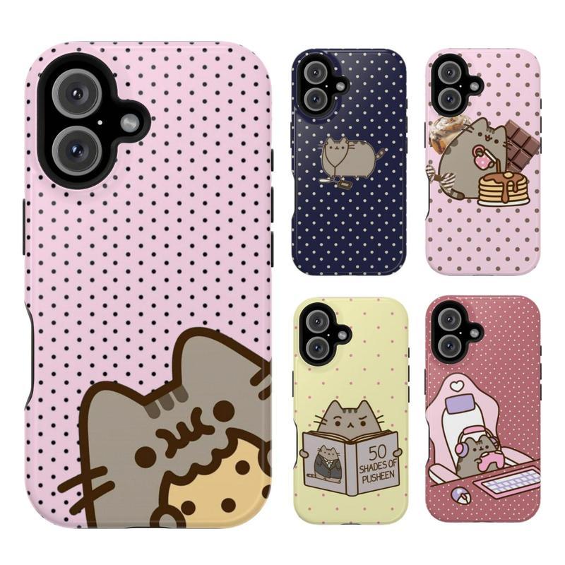 Pusheen The Cat Collection Phone Case – Polka Dot Cute Cartoon Design ...