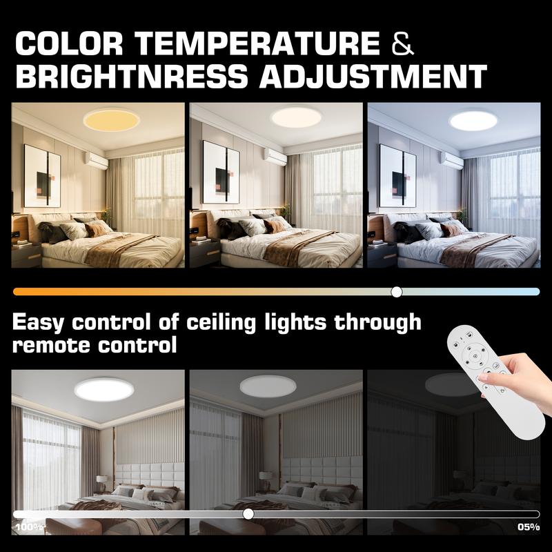 12 Inch White LED Flush Mount Ceiling Light with Night Light 2000K ...