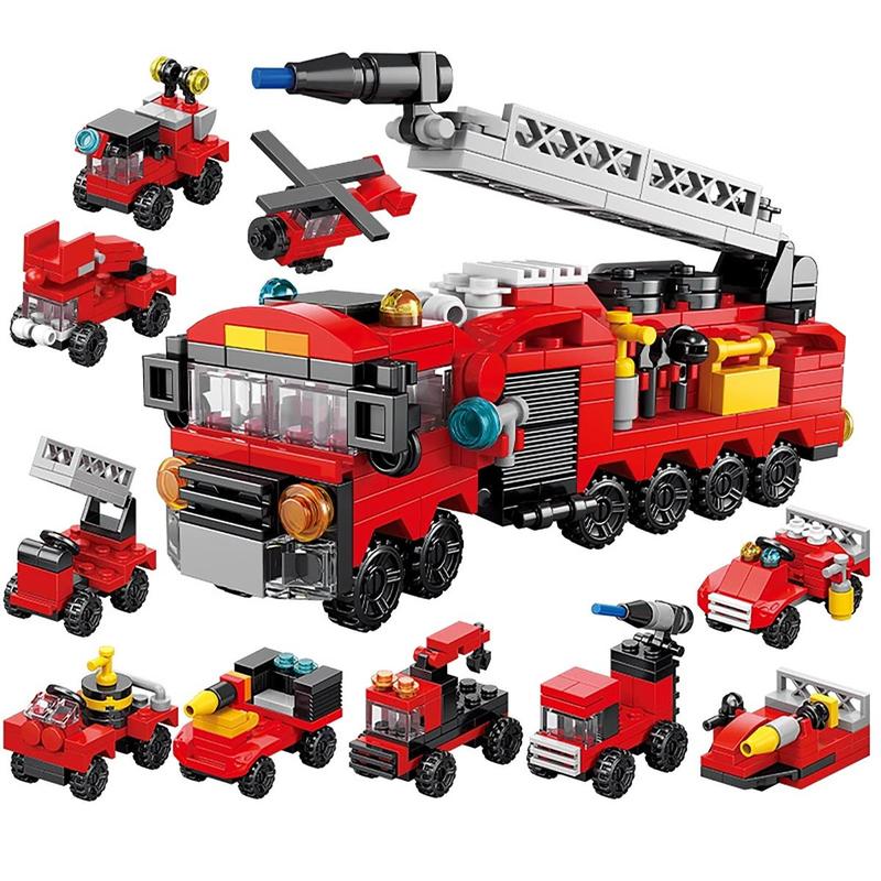 Fire Rescue Series Building Blocks, 1 Box 10 in 1 Deformation Fire ...