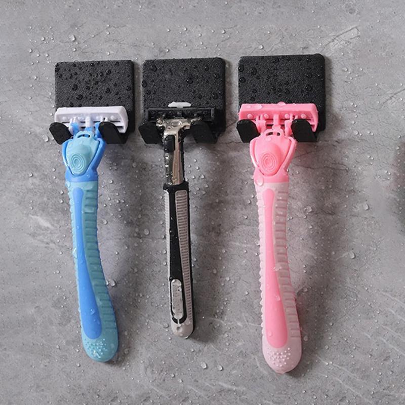 Wall Mounted Razor Holders, 3 Counts Razor Shaver Hangers, Punch-free ...