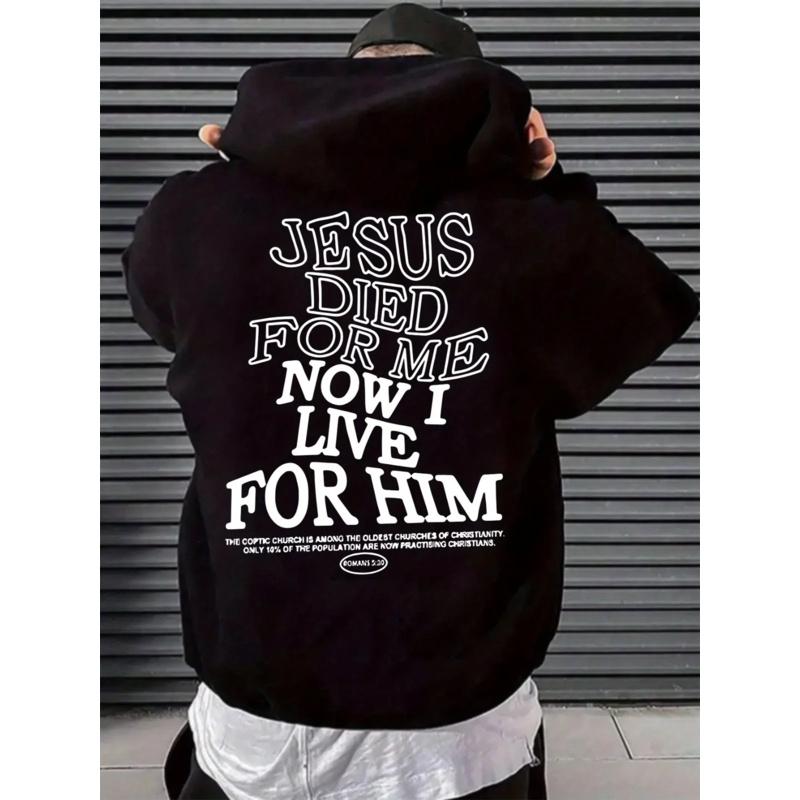Men's Fashion Casual Fun Religious Letter Print Pattern Hooded ...