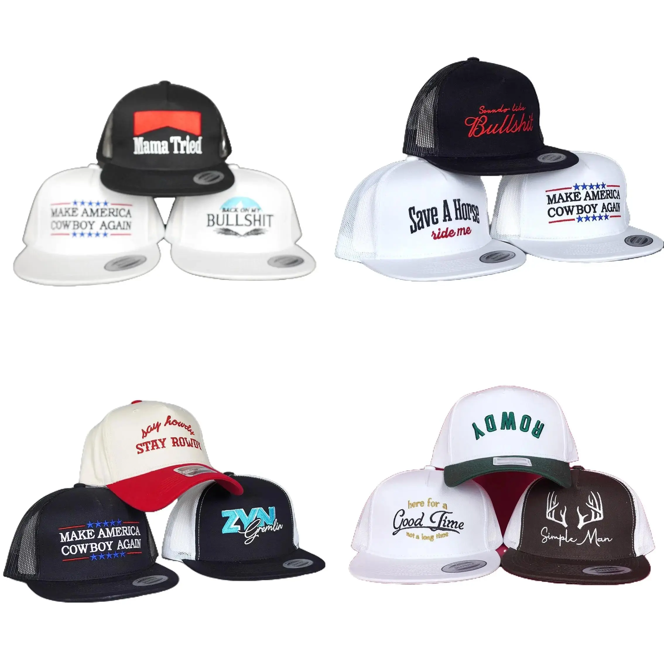 Mystery Hat Box - Pick three random flat brim trucker hats - Mystery ...